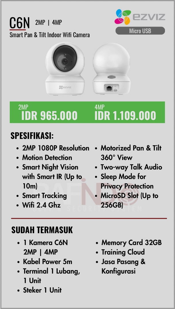 Paket CCTV Wifi Ezviz Pasang Dulu Baru Bayar | Bafindo Security